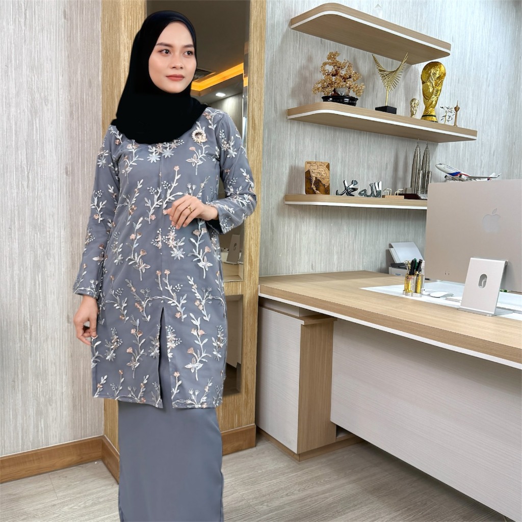 BAJU KURUNG FLORAL MUSLIMAH LACE RAYA XS-5XL | Shopee Malaysia