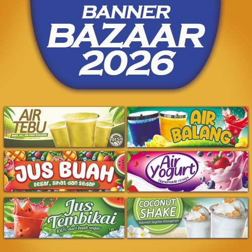 Banner Bunting Bazaar Ramadhan 2026 Pasar Malam Air tebu Air Balang Air ...
