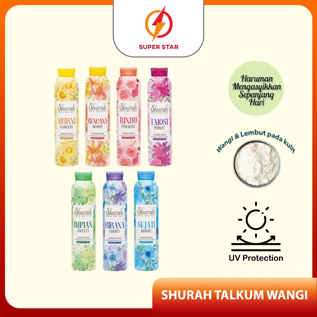 Shurah Talkum Wangi 100g ( Sejati / Kirana / Kencana / Impian / Murni ...