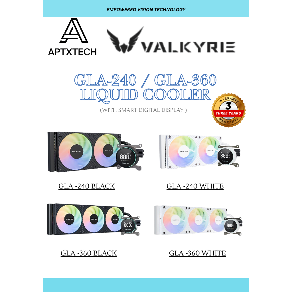 {READY STOCK} VALKYRIE GLA-240/GLA-360 AIO LIQUID COOLER LED DIGITAL ...