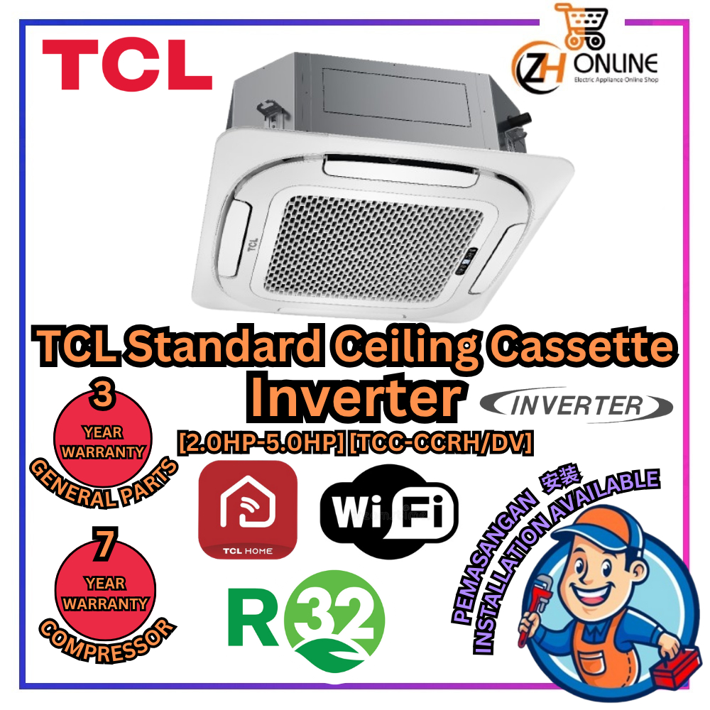 [NEW] TCL 2.0HP-5.0HP Standard Ceiling Cassette Inverter Aircond R32 ...