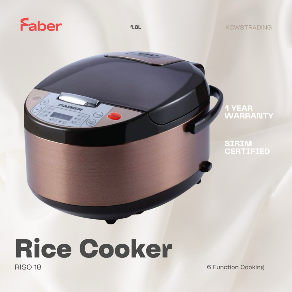 FABER 1.8L Digital Rice Cooker RISO 18 Digital Panel NonStick Coated ...