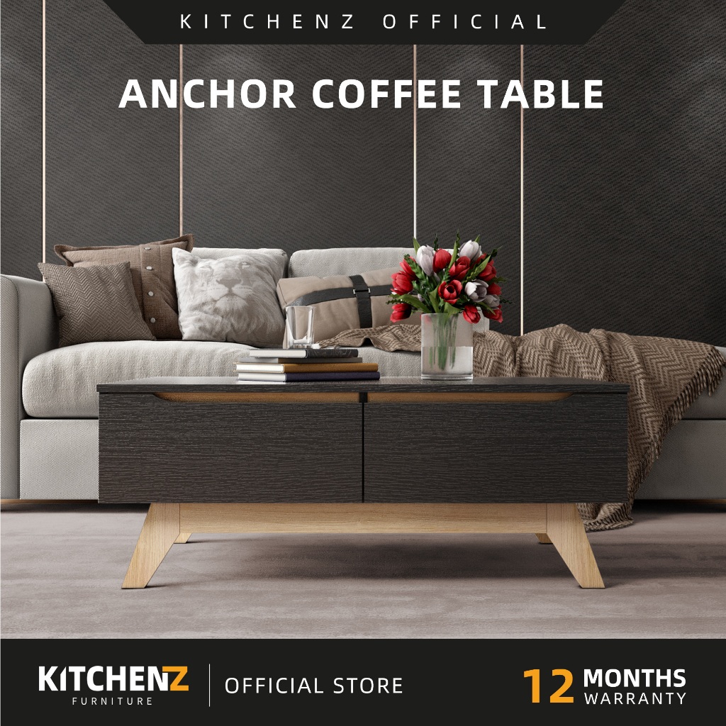 KitchenZ Sabah ANCHOR Series Coffee Table with 2 Drawers and Back ...