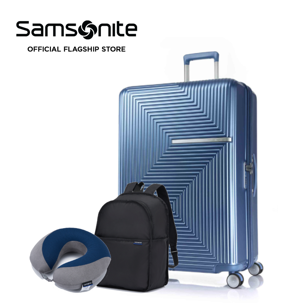 Samsonite AZIO SPINNER 75/28 EXP + TRAVEL ESSENTIALS M.FOAM C.GEL ...