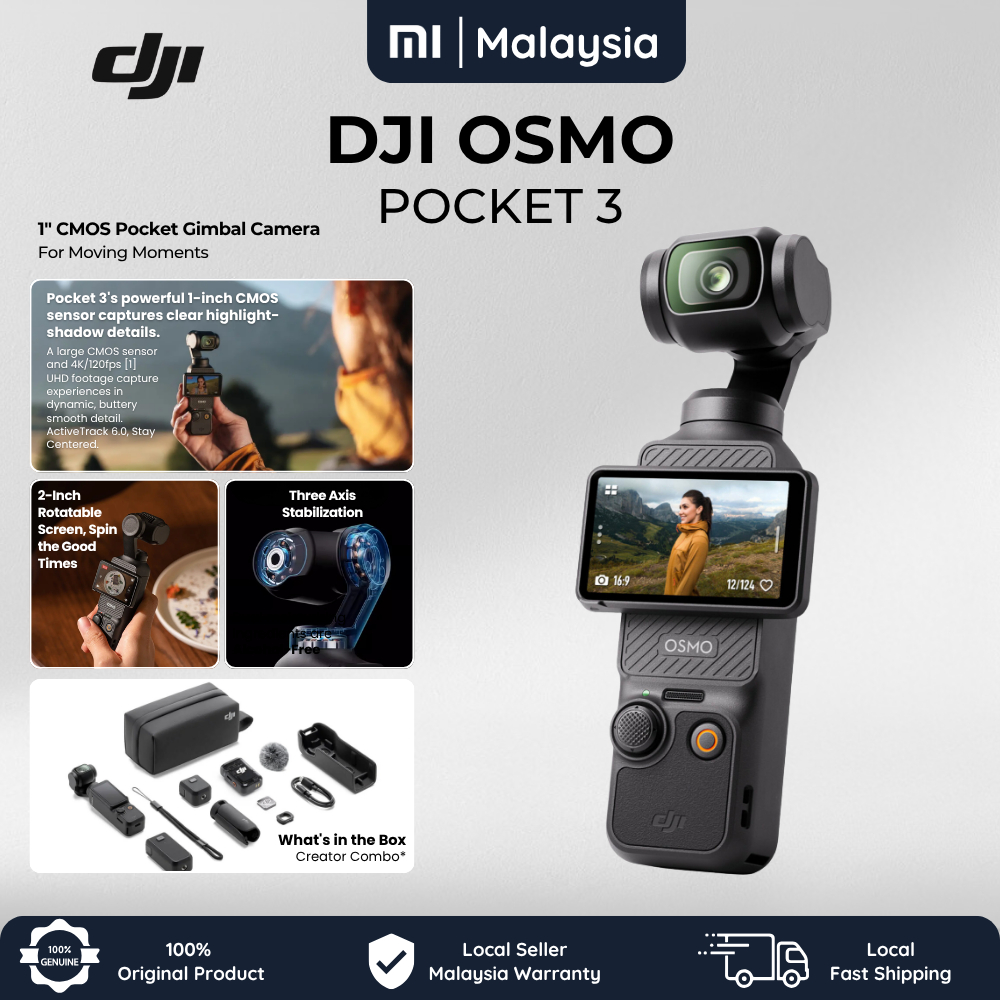 DJI Osmo Pocket 3 Creator Combo 4K/120fps 3 Axis Gimbal Stabilized ...