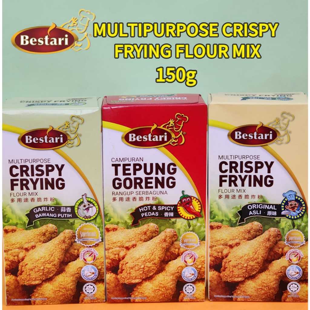 BESTARI . Multipurpose Crispy Frying Flour Mix - 150g (Original/Garlic/Spicy) | Shopee Malaysia
