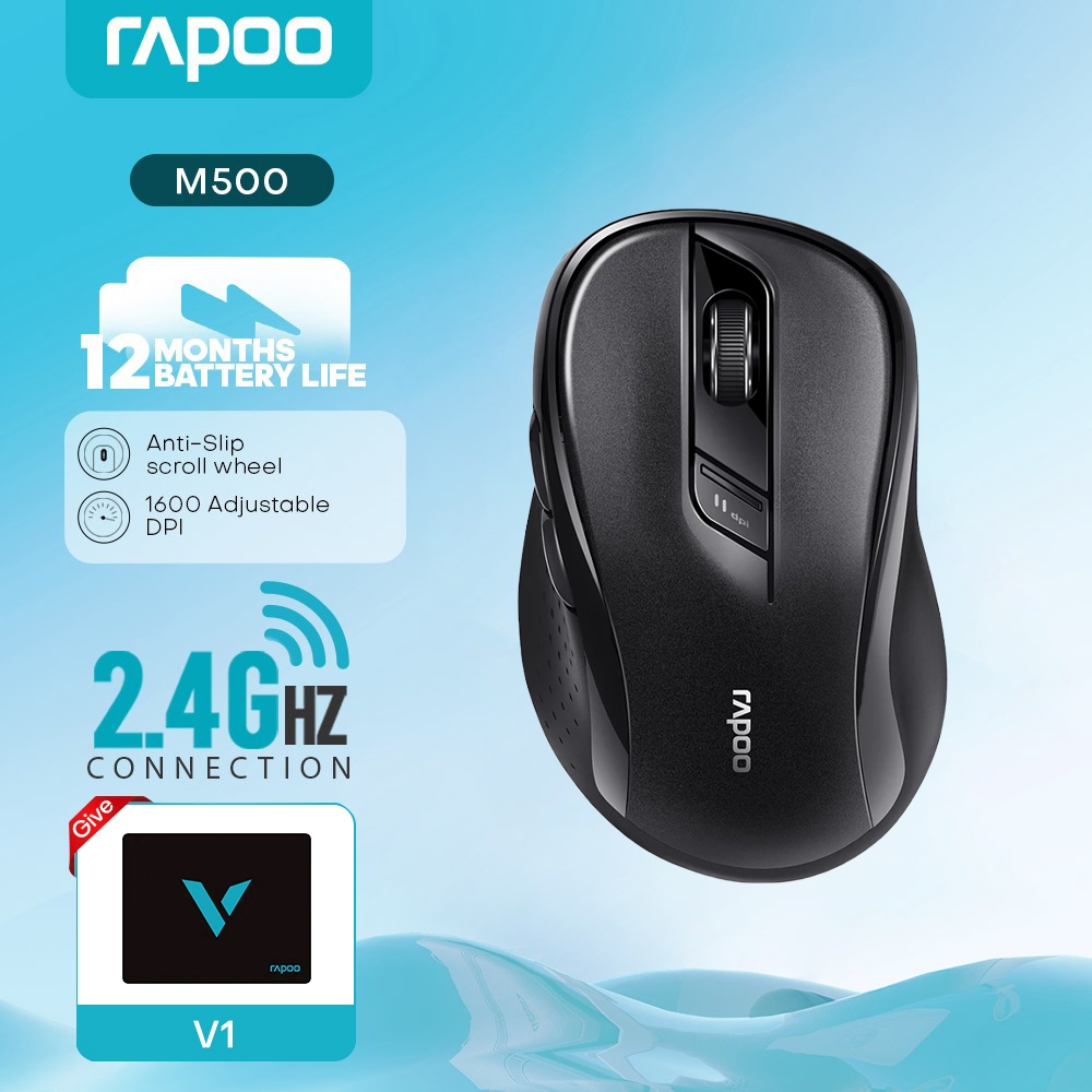 Rapoo M500 1600DPI Silent Wireless Ergonomic Bluetooth Mouse for Laptop ...