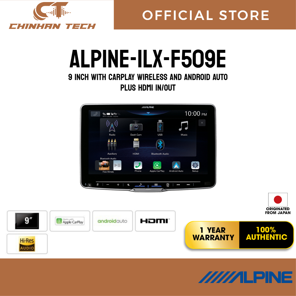 Alpine iLX-F509E 9” Digital Multimedia Receiver Hi-Res Display Wireless ...
