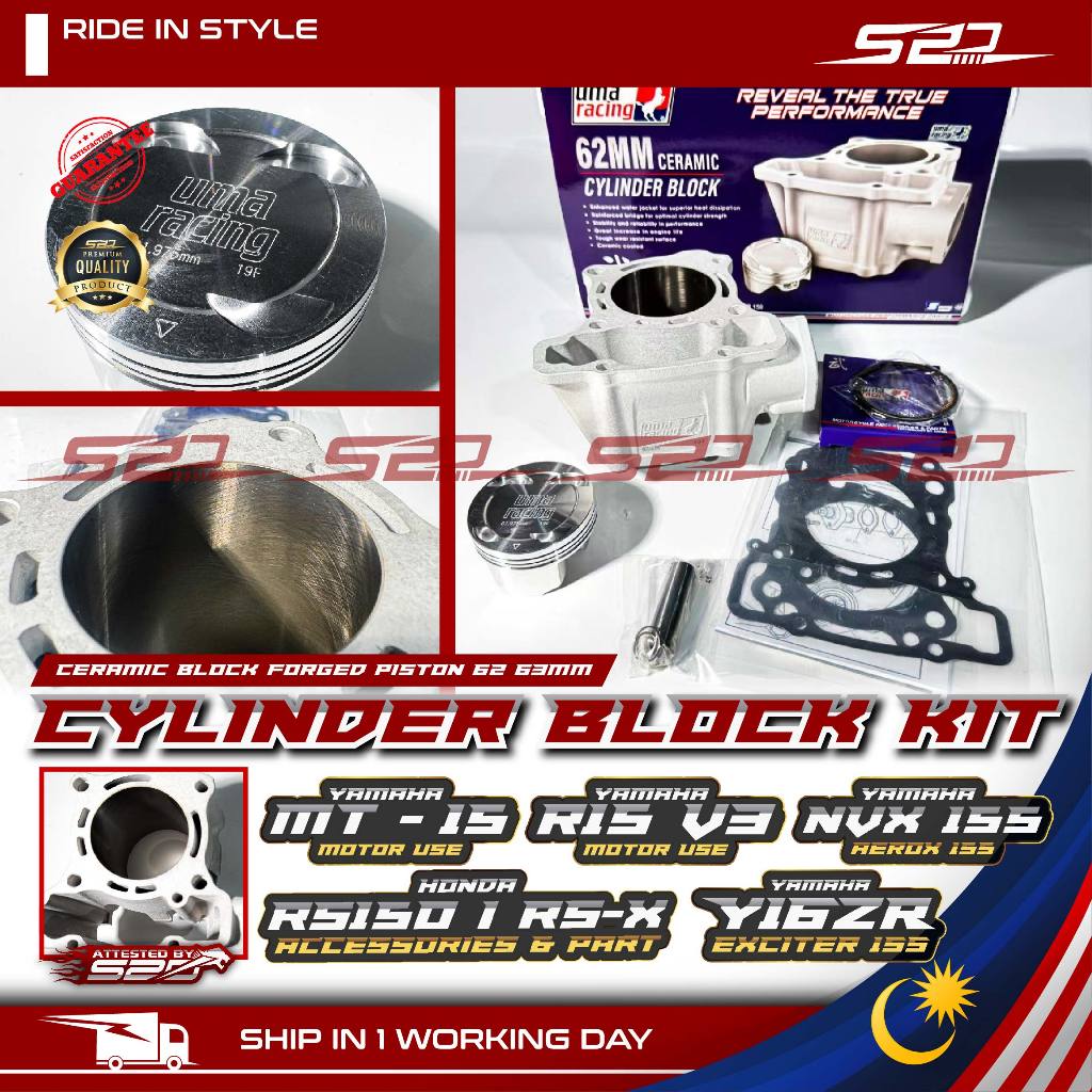 Cylinder Block Kit Set UMA Racing RS150 RS-X Y16 NVX MT R15 62MM 63MM ...
