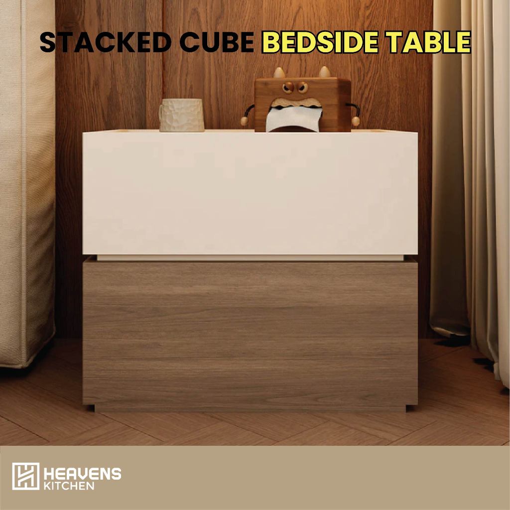 Bedside Table Stacked Cube with drawers open shelf for bedroom Modern ...