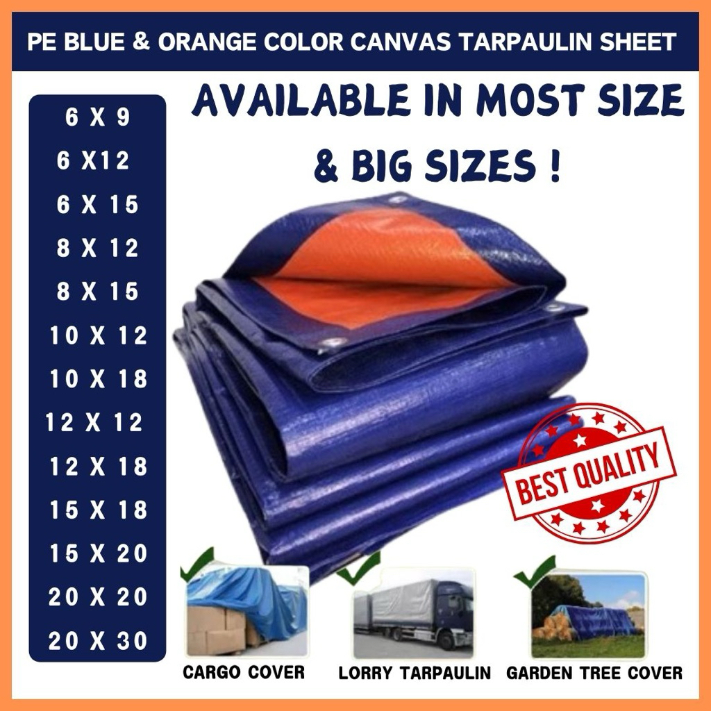 Heavy Duty Blue Orange Canvas | PE Tarpaulin Sheet | Kanvas Biru Orange ...
