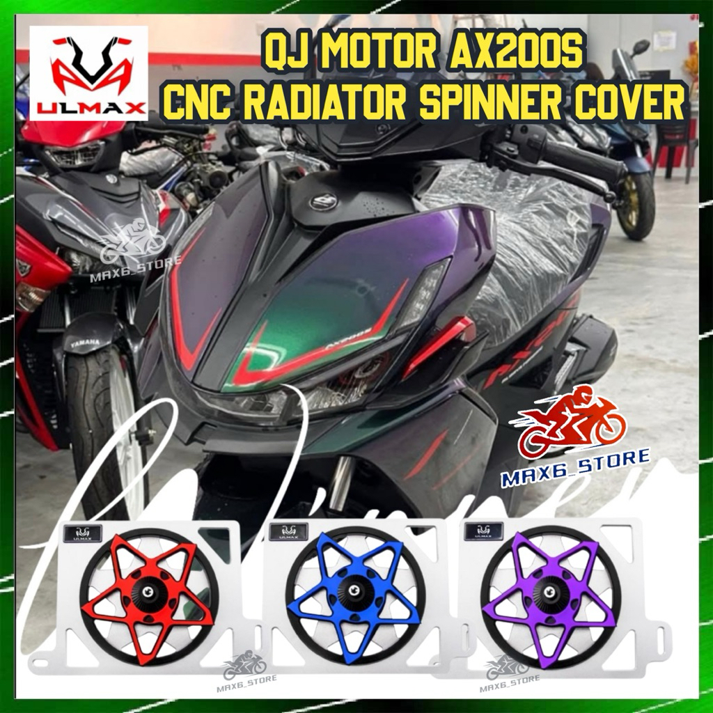 QJ MOTOR AX200S ULMAX RADIATOR SPINNER COVER FAN COVER ALLOY PENUTUP ...