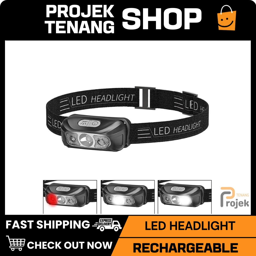 LED Motion Sensor Headlamp WATERPROOF USB Rechargeable Camping ...