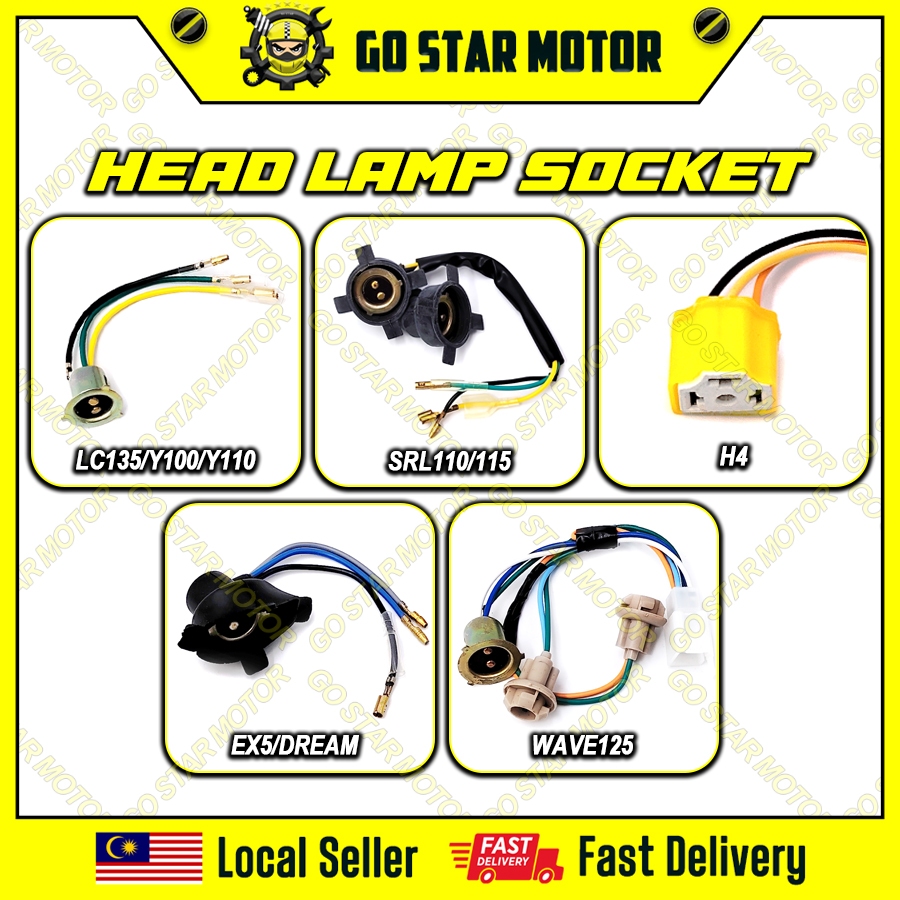 HEAD LAMP SOCKET SOKET LAMPU DEPAN Y80 Y100 Y110 SS2 LC135 Y15 Y16 SRL ...