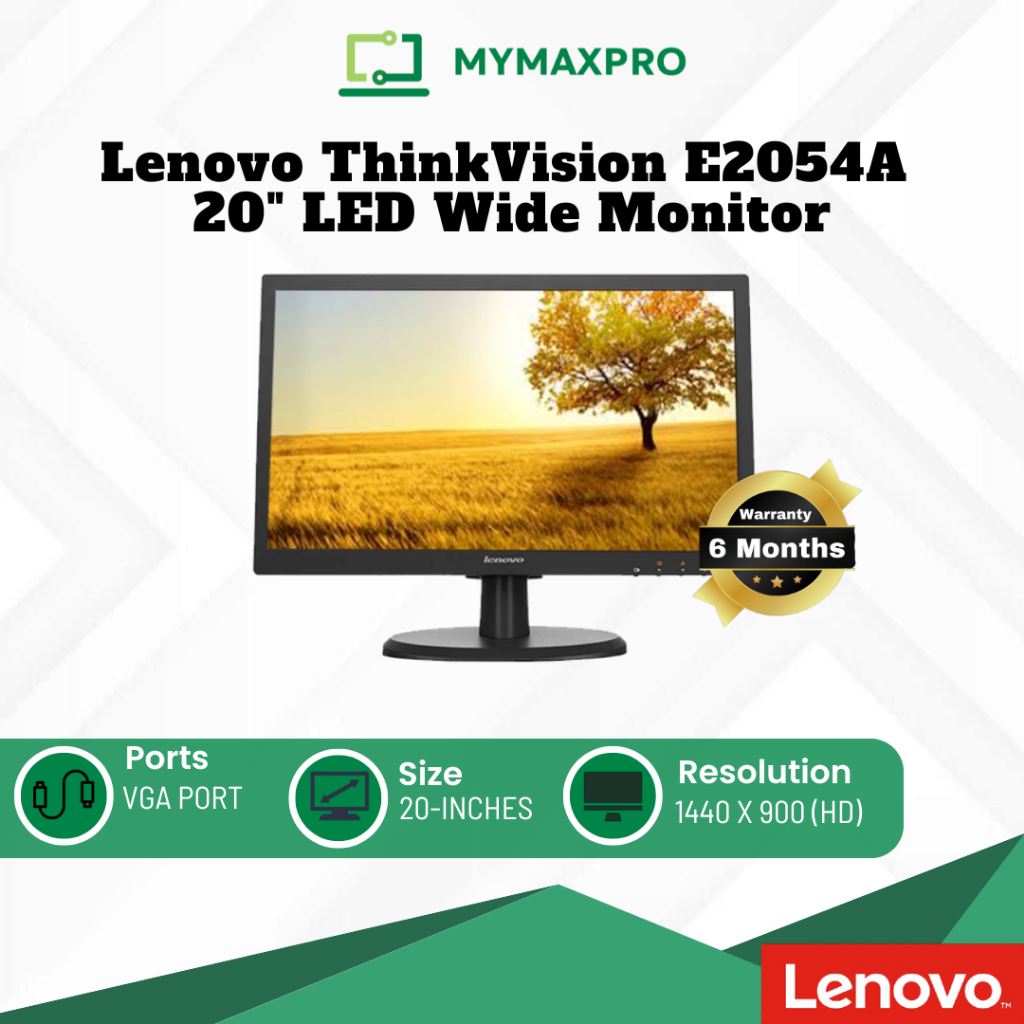 Lenovo ThinkVision E2054A 20" LED Monitor 1440 x 900 HD VGA / HDMI ...