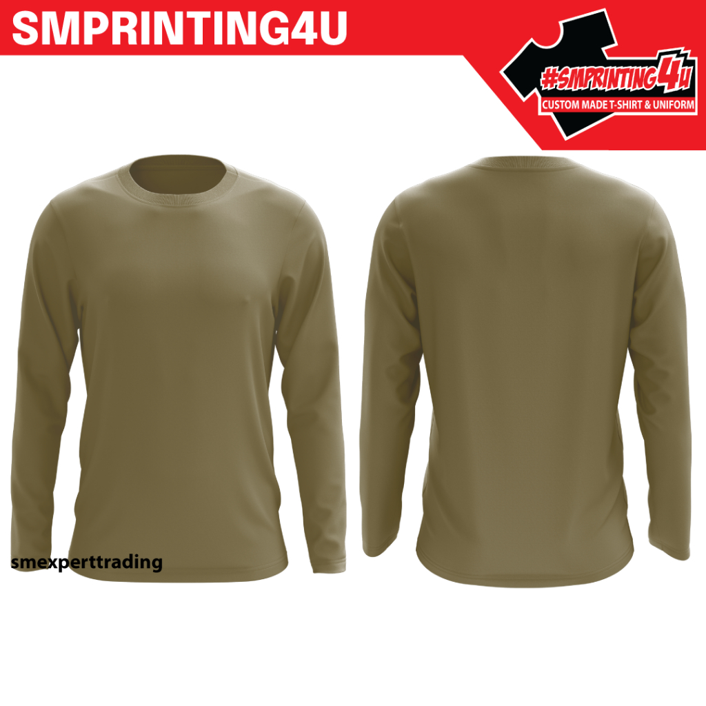 SM T-Shirt Microfiber Round Neck Warna Sand Khaki Long Sleeve Inner ...