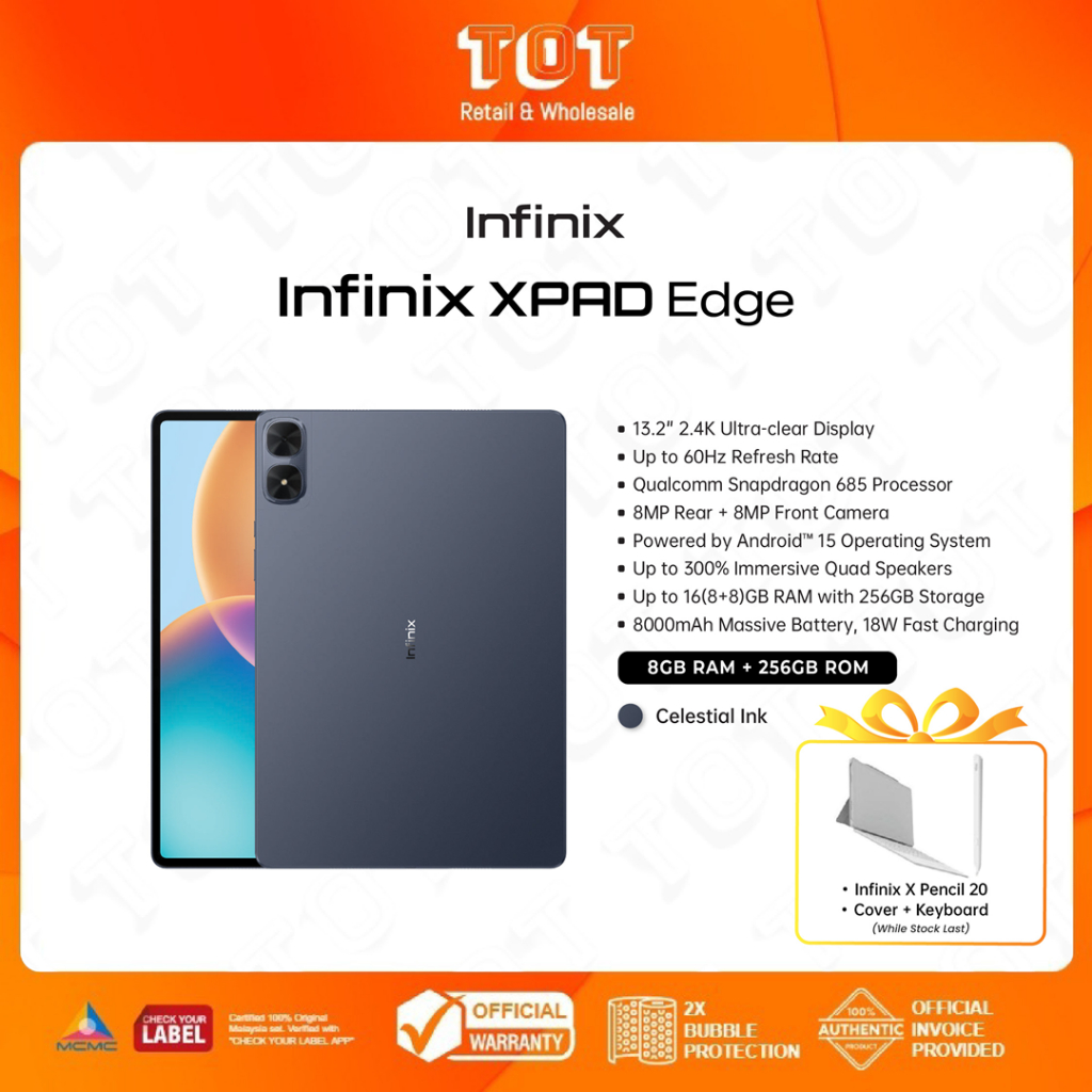 Infinix XPAD Edge (LTE/WiFi) 8GB RAM + 256GB ROM l 13.2" Display I ...