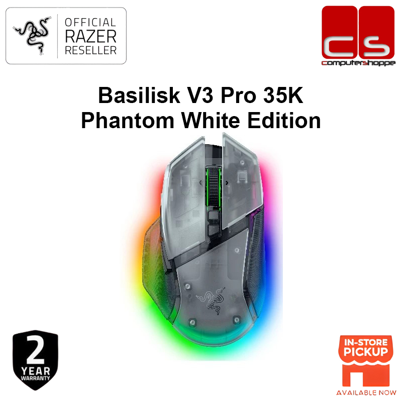 RAZER Basilisk V3 Pro 35K Wireless Gaming Mouse | Phantom White Edition ...