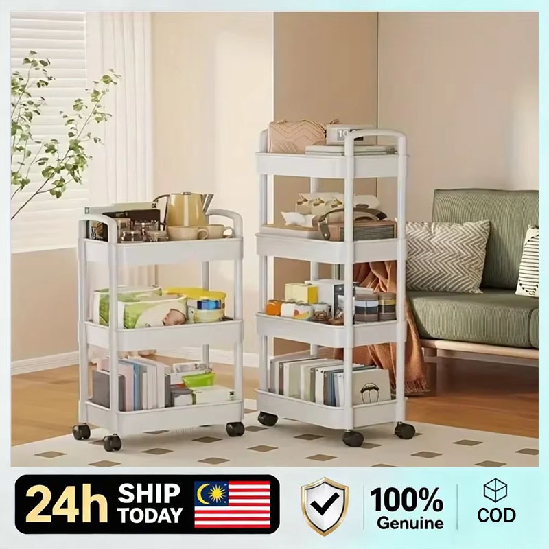 Rak Kereta Penyimpanan 2/3/4/5 Lapisan • Rak Bergerak Serbaguna untuk ...