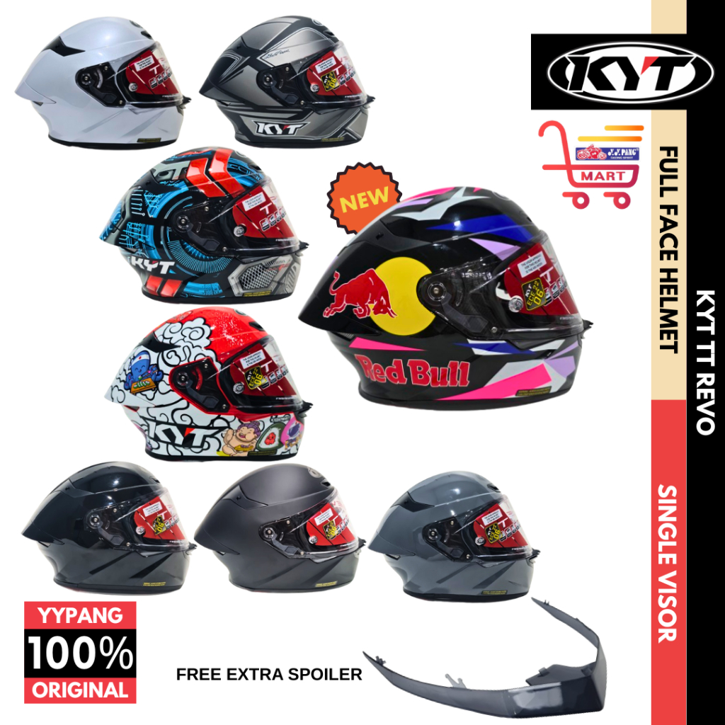 KYT TT REVO FULL FACE HELMET (RED BULL / SUSHI TIME / SYNCHROTRON ...