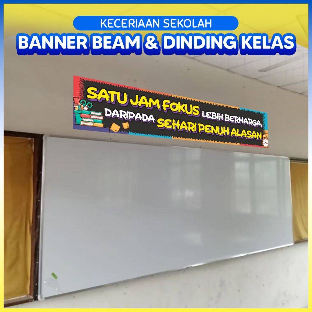 BANNER BEAM DINDING KELAS - Motivasi / Hiasan Atas Whiteboard / Kata ...