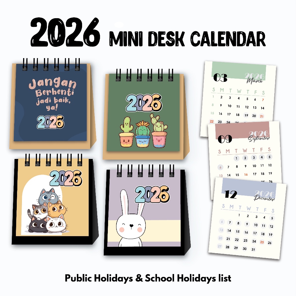 Mini Pocket Calendar 2026 / Small Calendar 2026 / Kalendar Mini 2026 ...