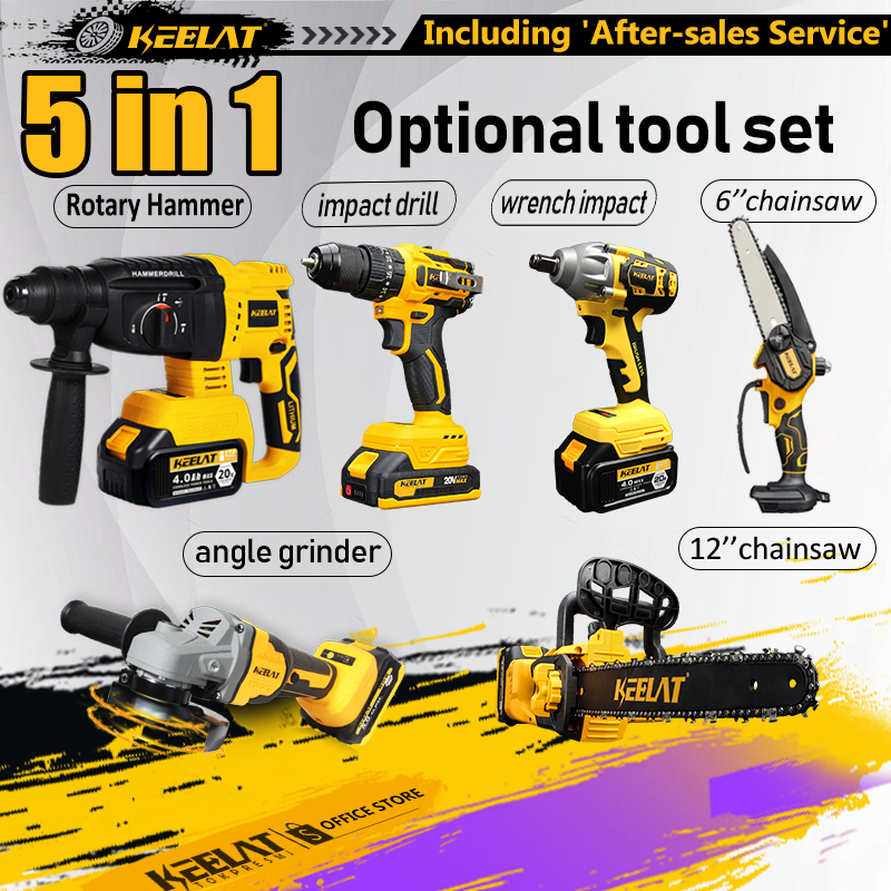 KEELAT 4-in-1 Brushless Cordless Impact Wrench Impact Drill Hammer ...