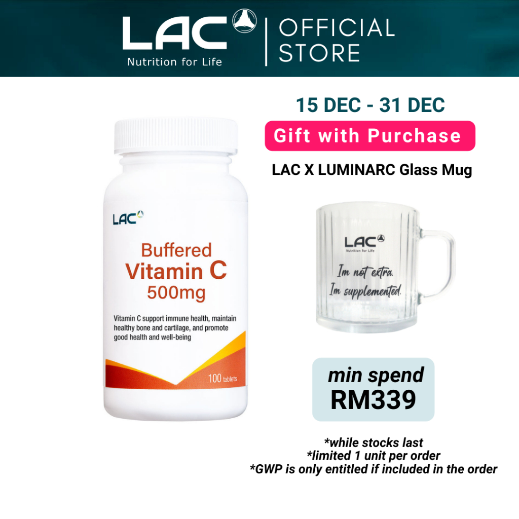 LAC Vitamin C Buffered 500mg (100 Tablets) [Exp Feb 2027] 01405250 ...