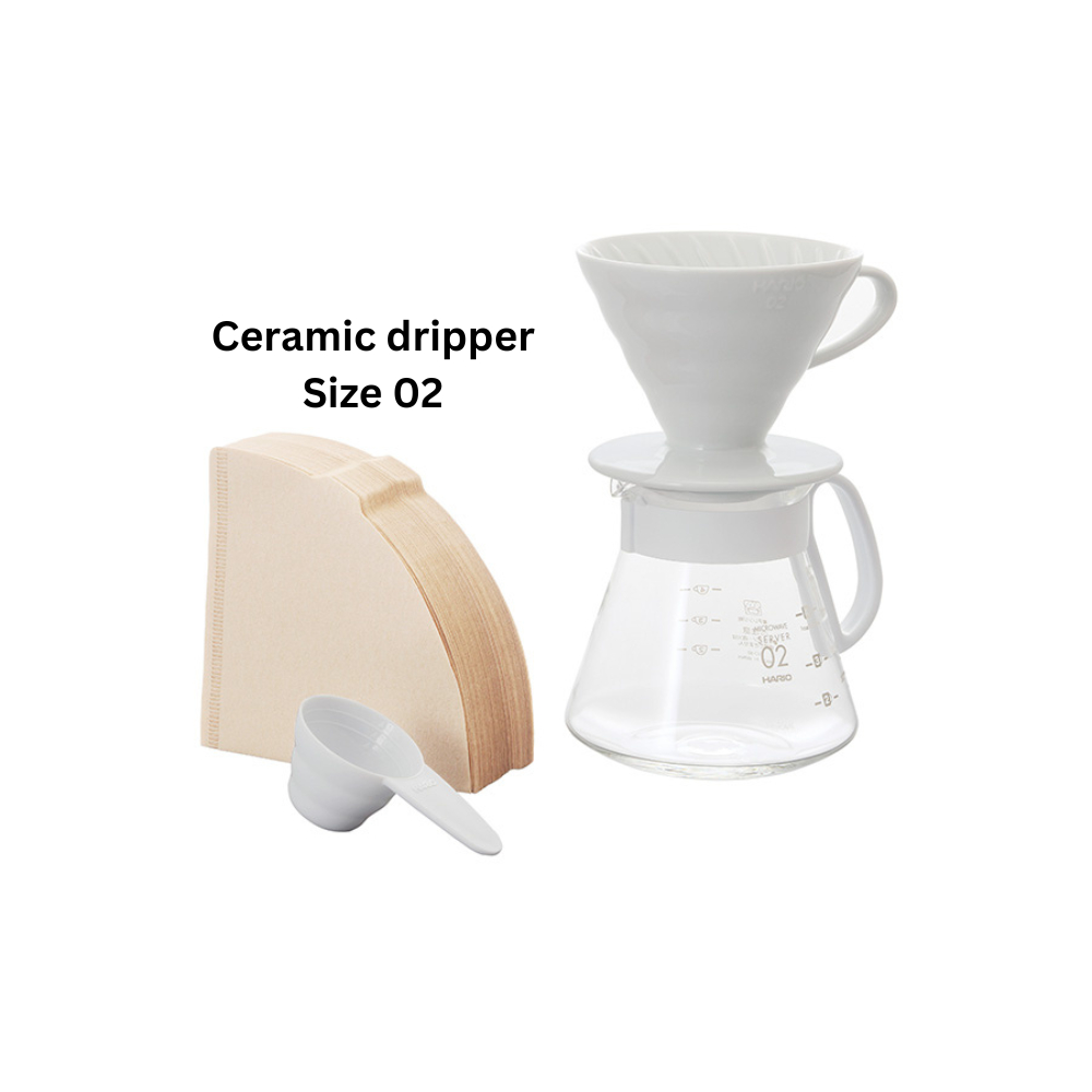 HARIO V60 Ceramic Dripper Set, 02 - 1 to 4 Cups (Dripper, Paper Filters ...
