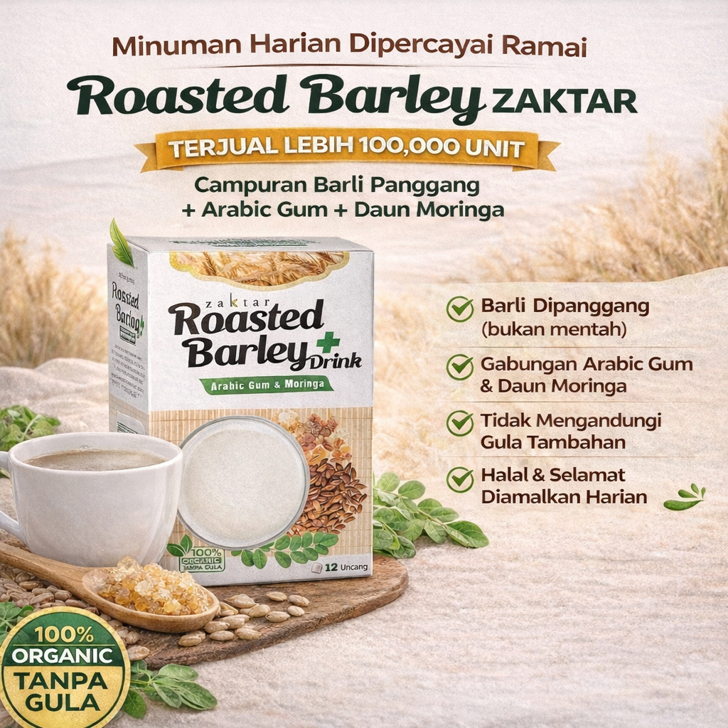 Roasted Barley zaktar plus arabic gum dan daun moringga untuk kesihatan ...