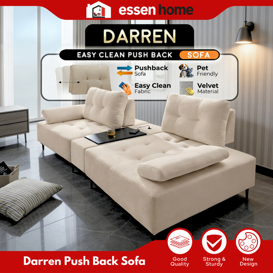 ⚡FREE SHIPPING+READY STOCK⚡Essenhome DARREN Push Back EASY CLEAN Sofa ...