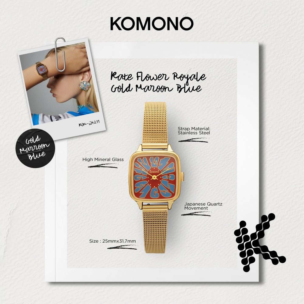 Komono Kate Flower Royale Gold Maroon Blue | Stainless Steel | Watches ...