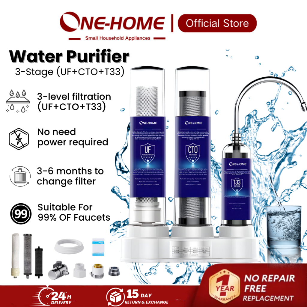 ONEHOME Water Purifier 3 Stage Filtration Water Filter Direct Drink ...