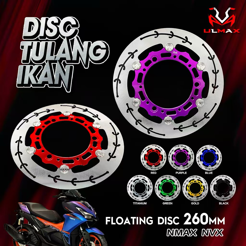 ULMAX RACING YAMAHA NVX155 V1 V2 V3 NVX NMAX DISC TULANG IKAN 260MM ...