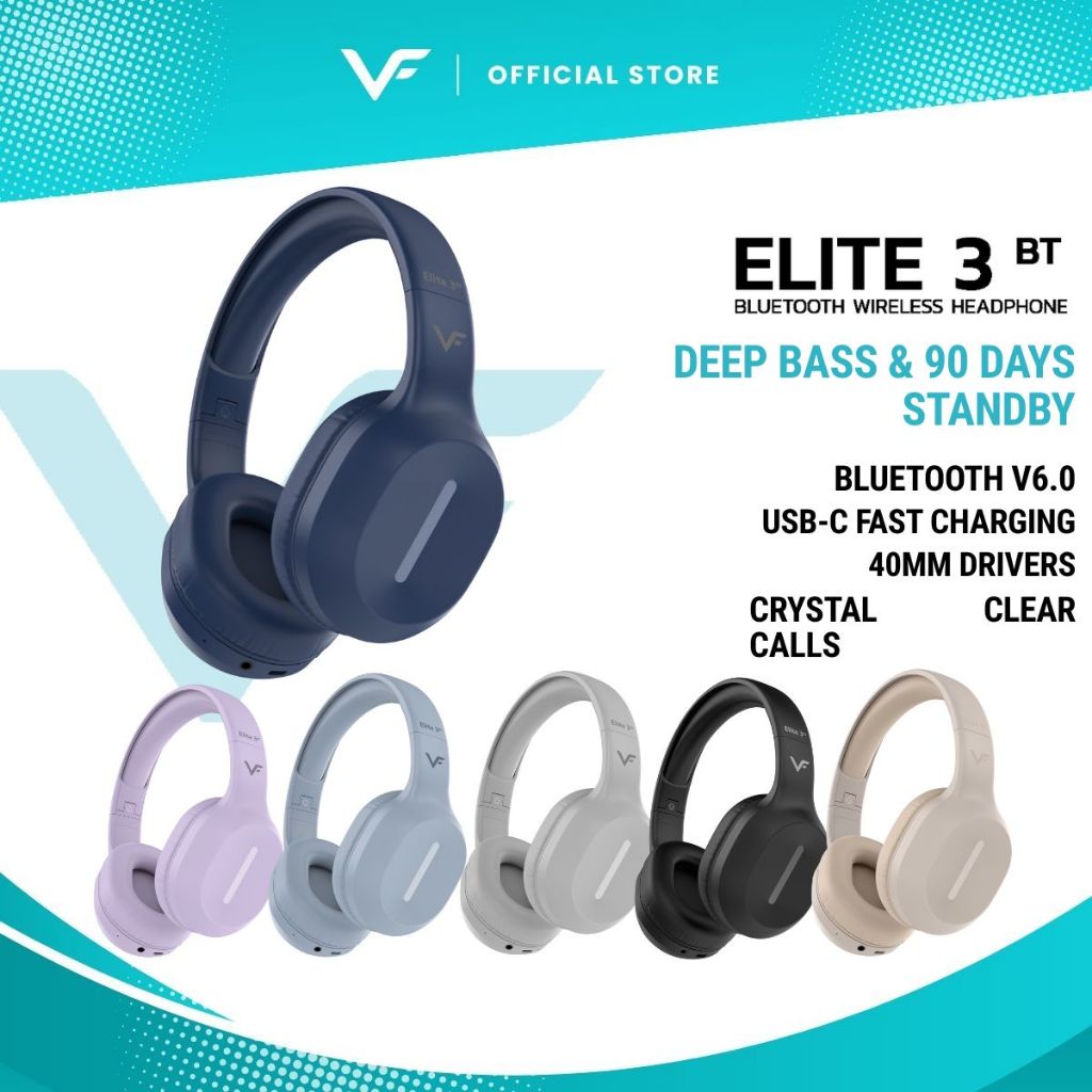 Vinnfier VF Elite 3 BT Wireless Over-Ear Headphones | Bluetooth V6.0 ...