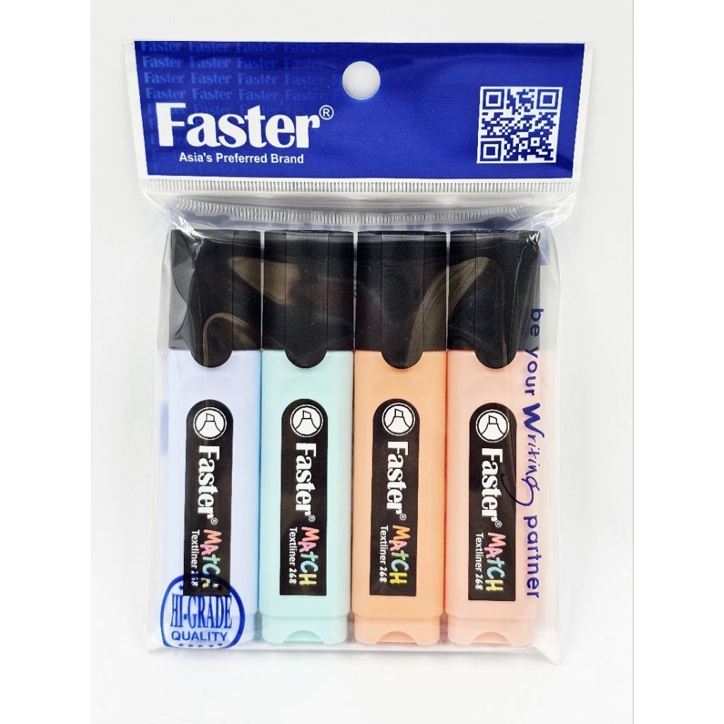 Faster Textliner 268 Pastel Highlight Pen Pack Chisel Tip Match Series ...