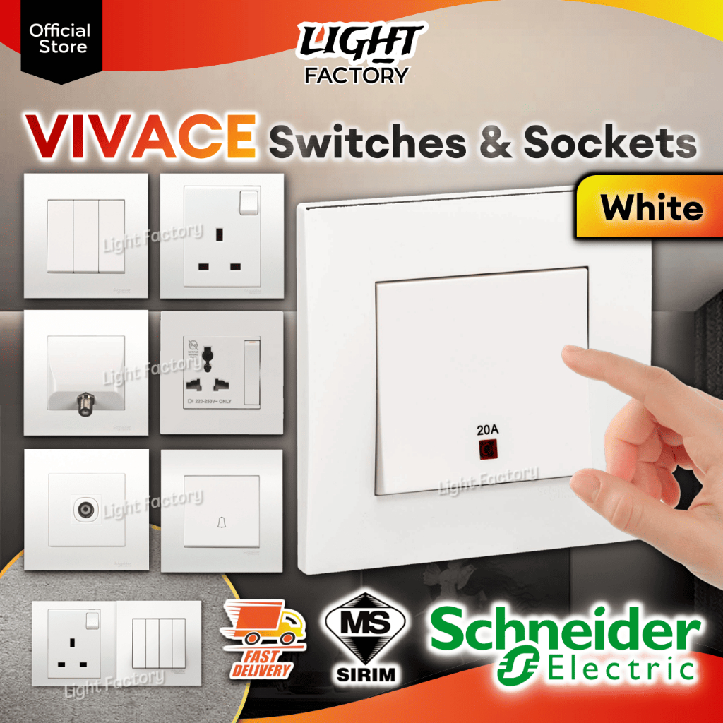 🔥SIRIM APPROVED🔥 Schneider Vivace Switches White KB15 KB31/1 KB32/1 ...