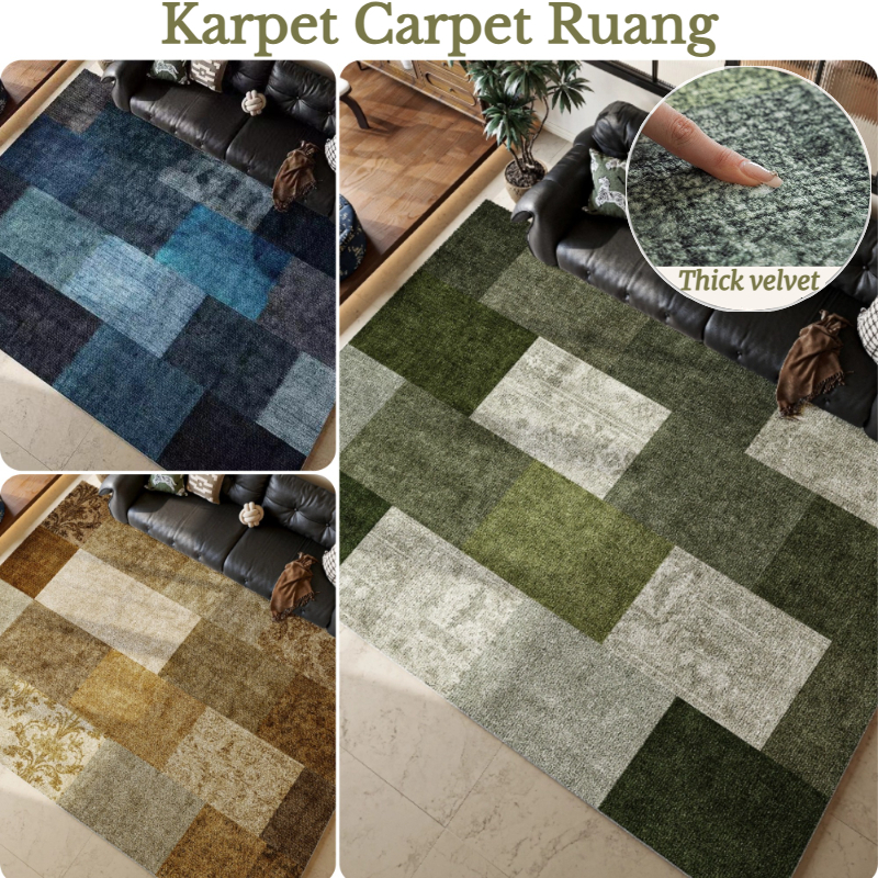 SEVENWOOD Carpet Velvet Karpet Velvet Tebal Carpet Ruang Tamu Floor Mat ...