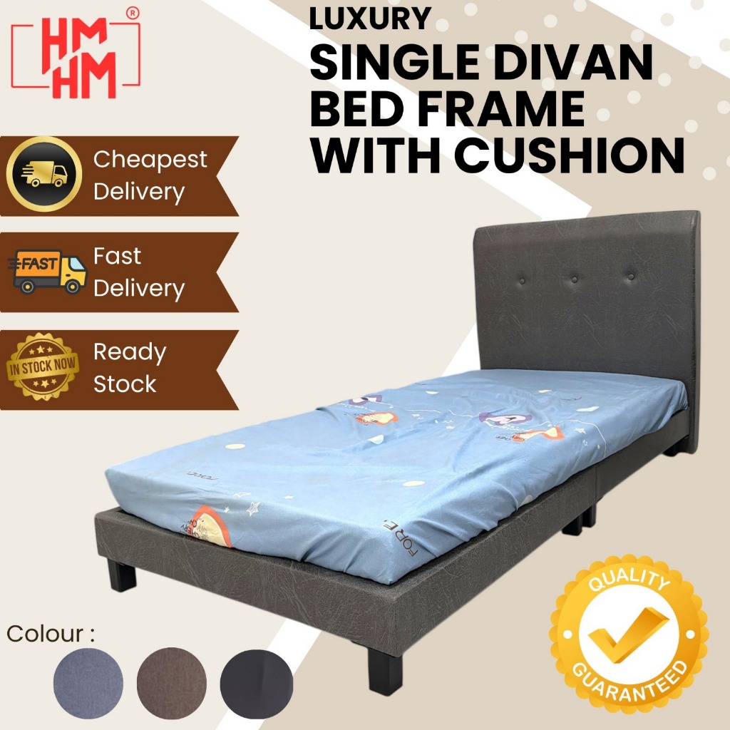 【Support Up to 120KG 】Single Divan Bed Base Fabric Bed Frame | Katil ...