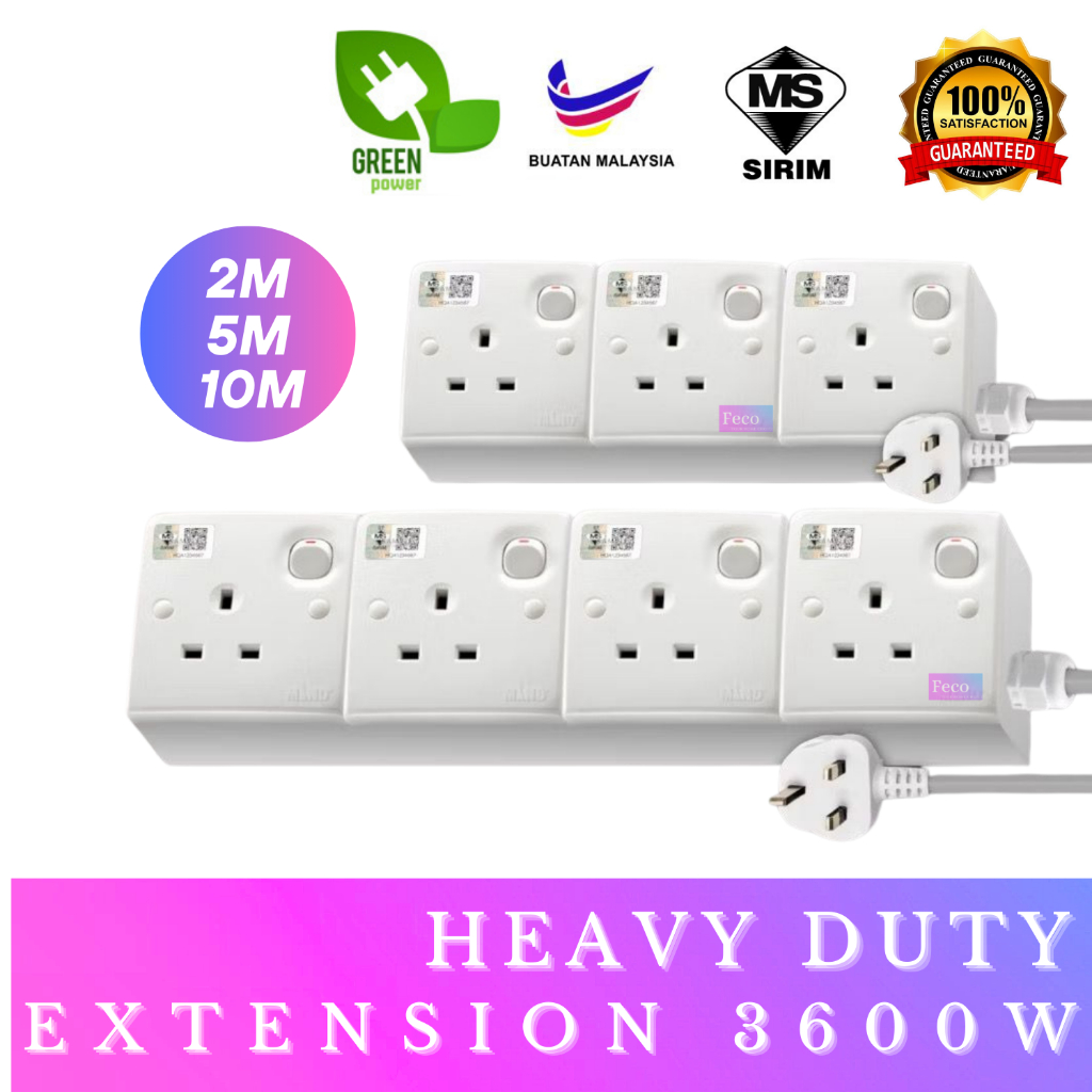 SIRIM Socket Extension Heavy Duty Extension Plug Heavy Duty Wire ...