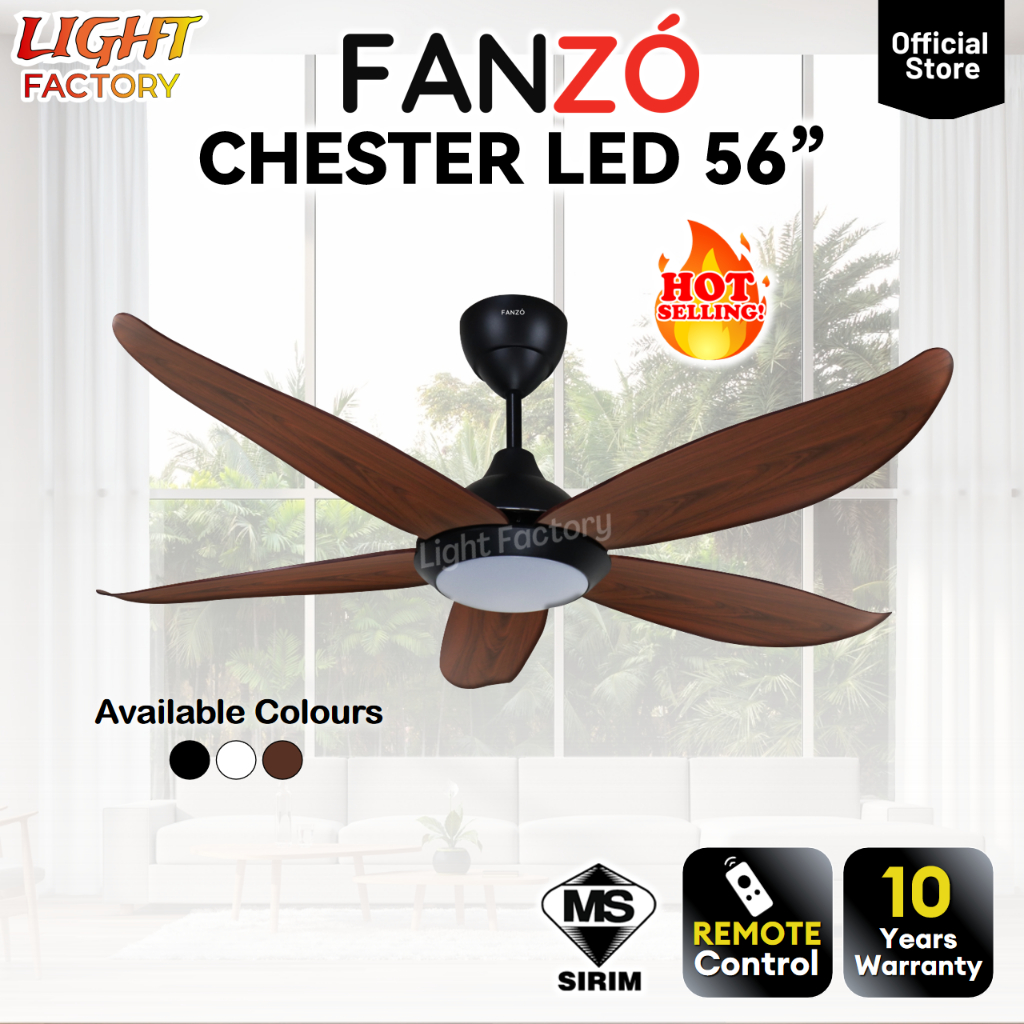 🔥NEW🔥FANZO CHESTER LED 56" 5 Blade Ceiling Fan 3 Colour LED DC Motor 24 ...