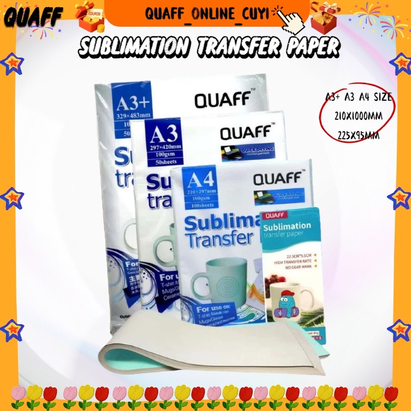QUAFF Quick Dry Universal Sublimation Heat Transfer Paper | A4/A3 Size ...