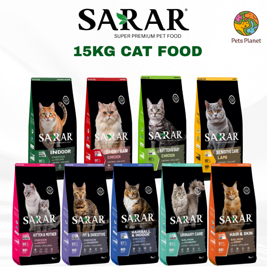 SARAR Cat Dry Food 15kg | Hair Skin Urinary Adult Kitten Indoor ...