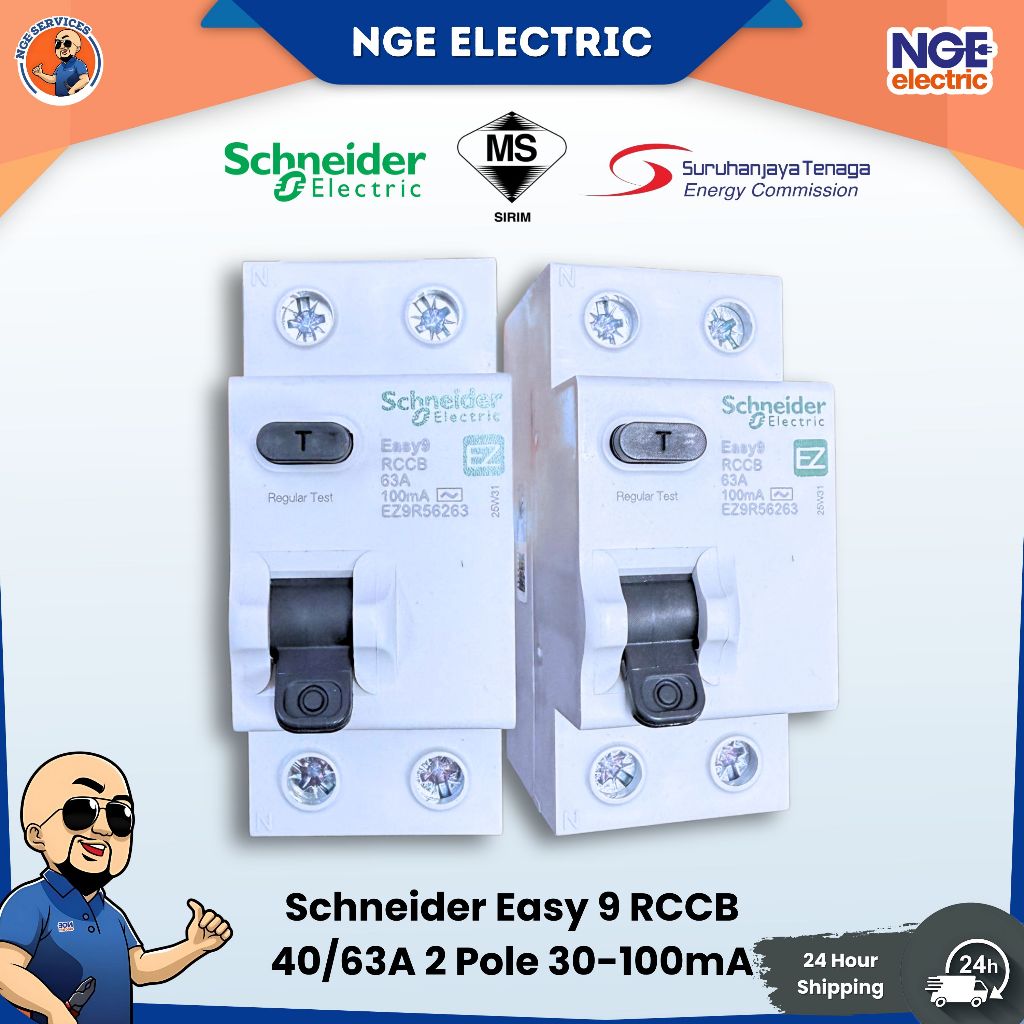 DB|Schneider Electric ELCB RCCB 2 Pole 63A/40A – 100mA/30mA | SIRIM ...