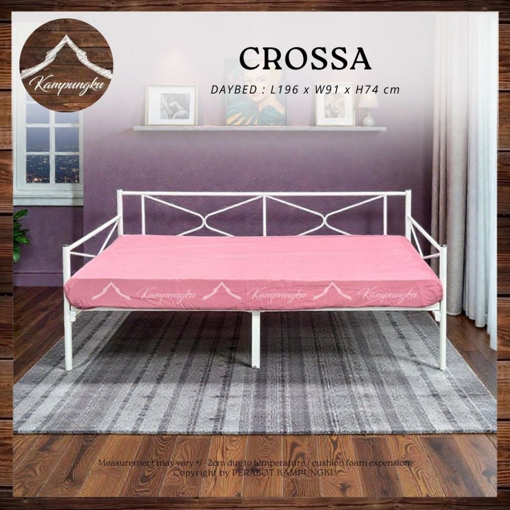 Kampungku CROSSA Katil Daybed Besi Anti-Karat Moden Putih, Katil Single ...