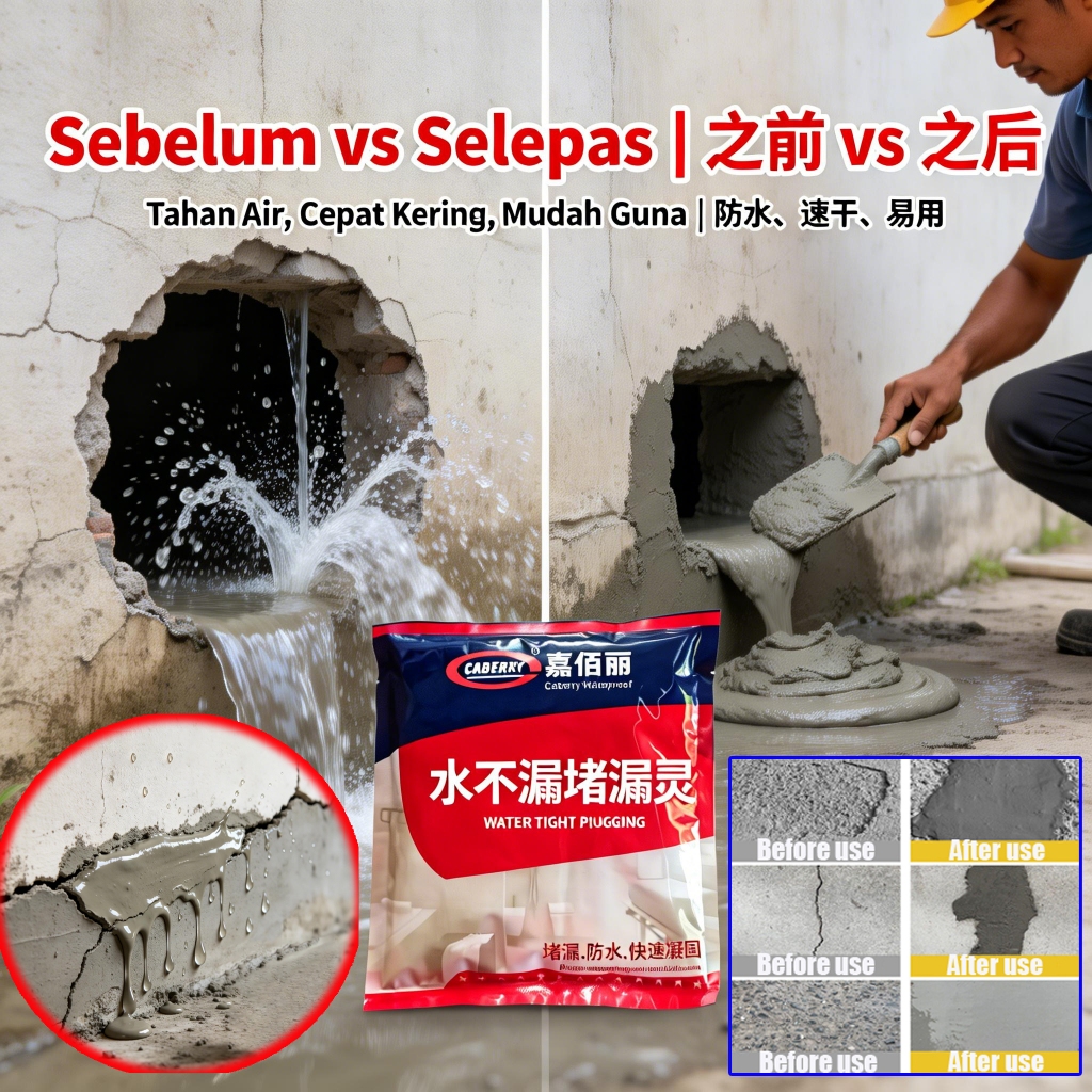 Waterproof Cement 1Kg Fast Drying 3 Minutes Simen Kalis Air Untuk ...