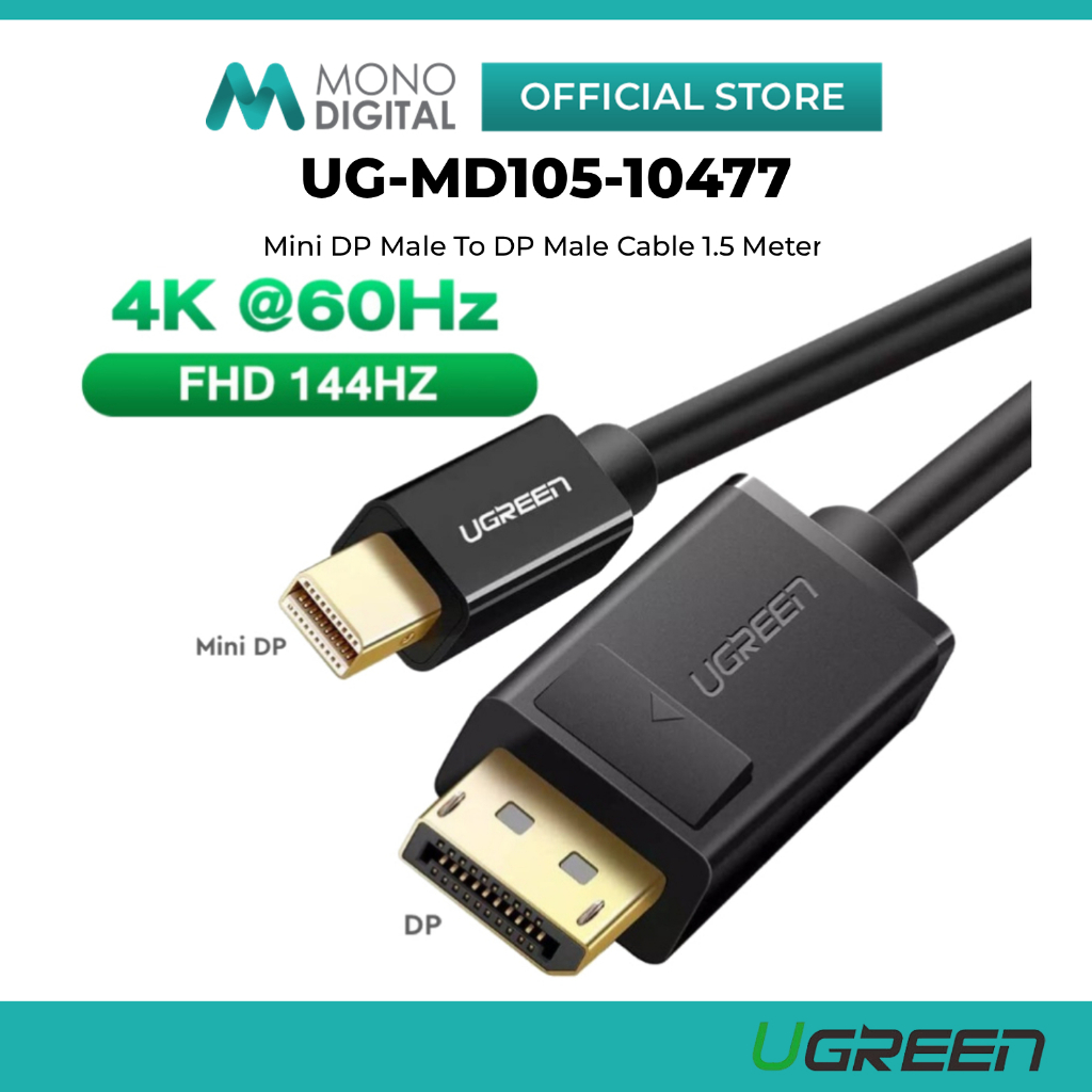UGREEN UG-MD105-10477 Mini Dp Male To Dp Male Cable Display Port Cable ...