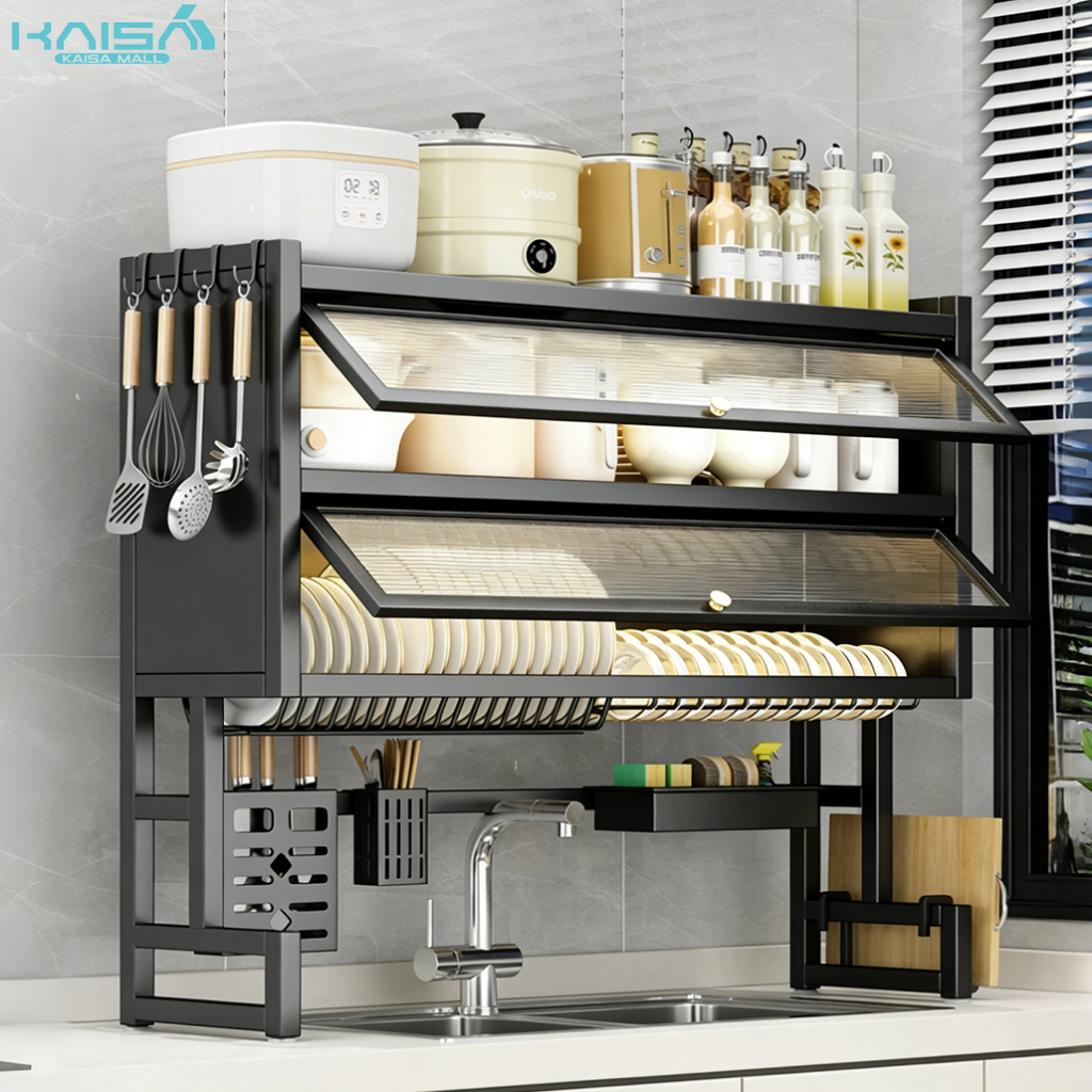 Kitchen Sink Drain Rack Rak Pinggan Mangkuk Dust-proof Cabinets ...