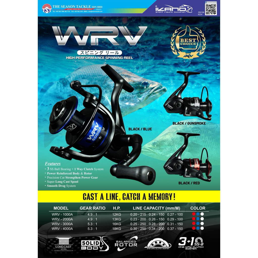 【Jom Pancing】IKANO WRV & CR-V SPINNING FISHING REEL 500-6000,Mesin ...