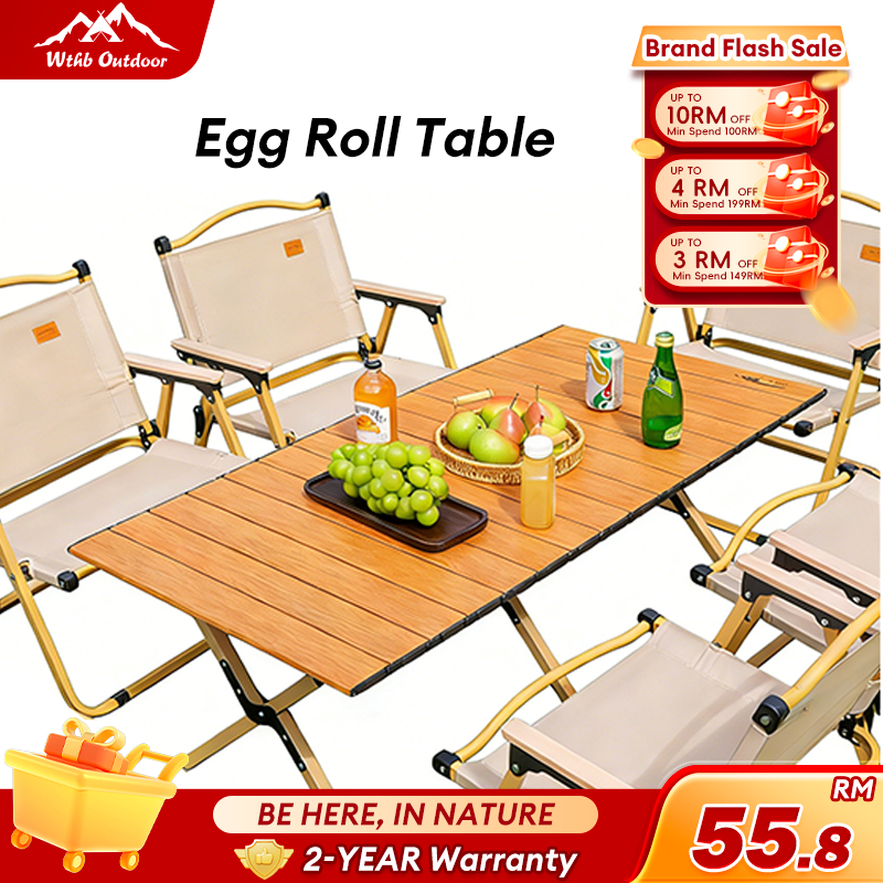 WTHB Foldable Camping Table Meja Lipat Outdoor Portable Egg Roll Table ...